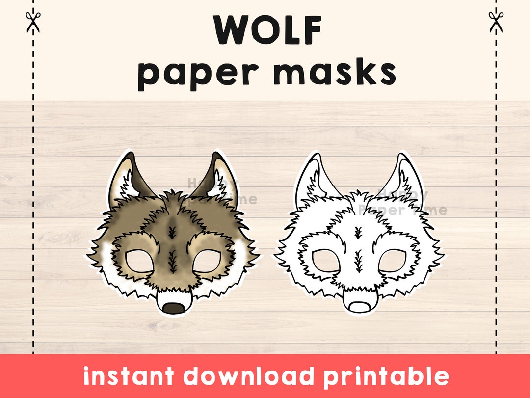 Wolf Mask Woodland Mask Animal Mask Party Favor Wolf Printable Woodland ...