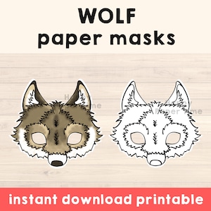 Wolf Mask Woodland Mask Animal Mask Party Favor Wolf Printable Woodland ...