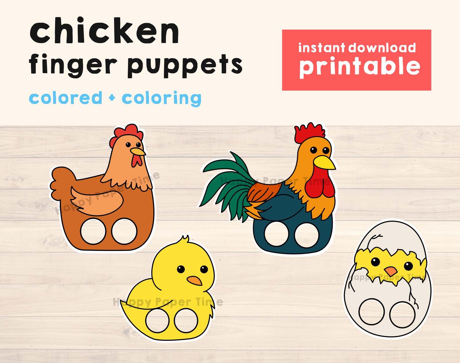 Chicken Puppet Paper Craft Printable Finger Puppet Kids Craft - Etsy
