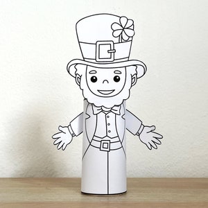 Leprechaun Toilet Paper Roll Craft Activity St. Patrick's Day Coloring ...