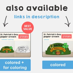St Patrick's Day Paper Crown Headband Pot of Gold Party Coloring ...