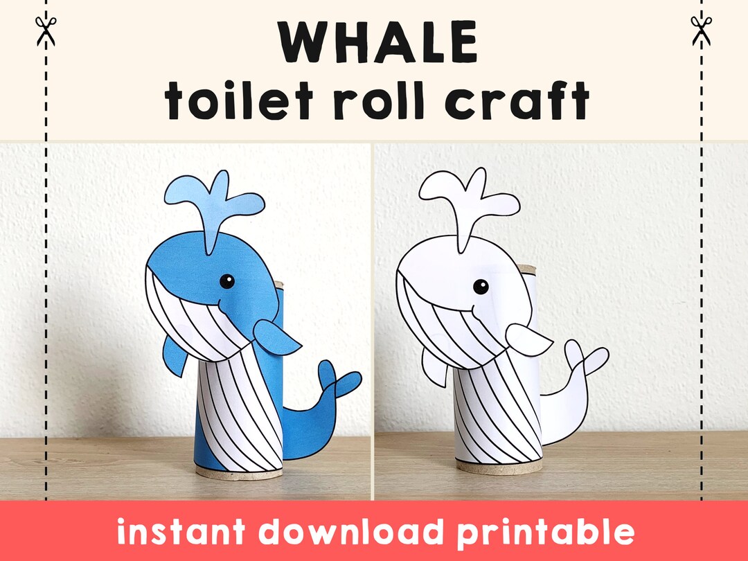 Whale Toilet Paper Roll Craft Ocean Animal Beach Sea Party Coloring ...