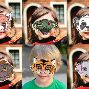 Asian Jungle Animal Masks Coloring Craft Activity for Kids, Printable ...