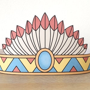 Native American Paper Craft Headdress Crown Party Coloring Printable ...