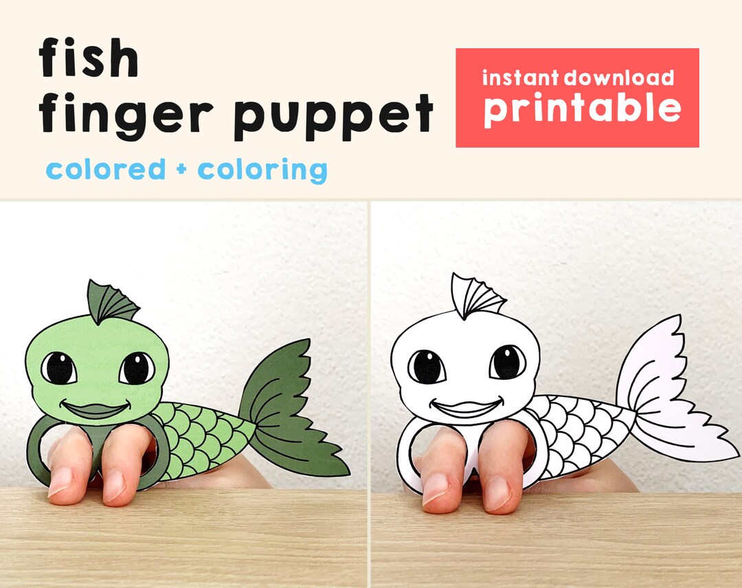 Fish Paper Craft Printable Ocean Animal Finger Puppet Kids Craft ...