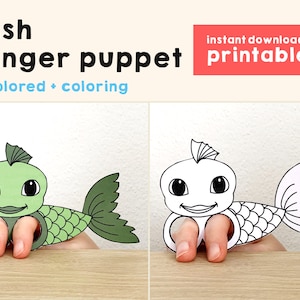 Fish Paper Craft Printable Ocean Animal Finger Puppet Kids Craft ...