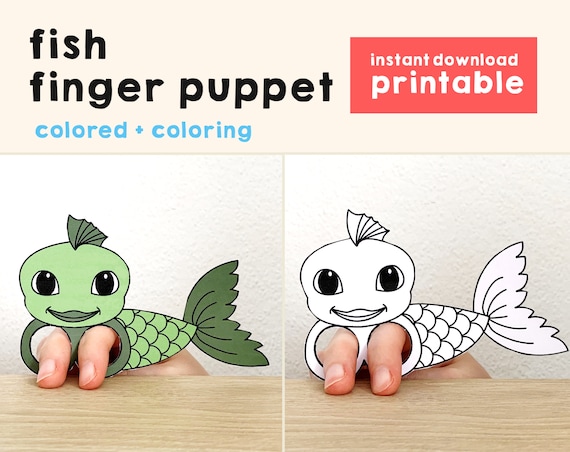 Fish Paper Craft Printable Ocean Animal Finger Puppet Kids - Etsy