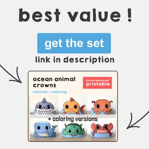 Crab Paper Crown Party Coloring Printable Party Hat Kids Craft Ocean ...