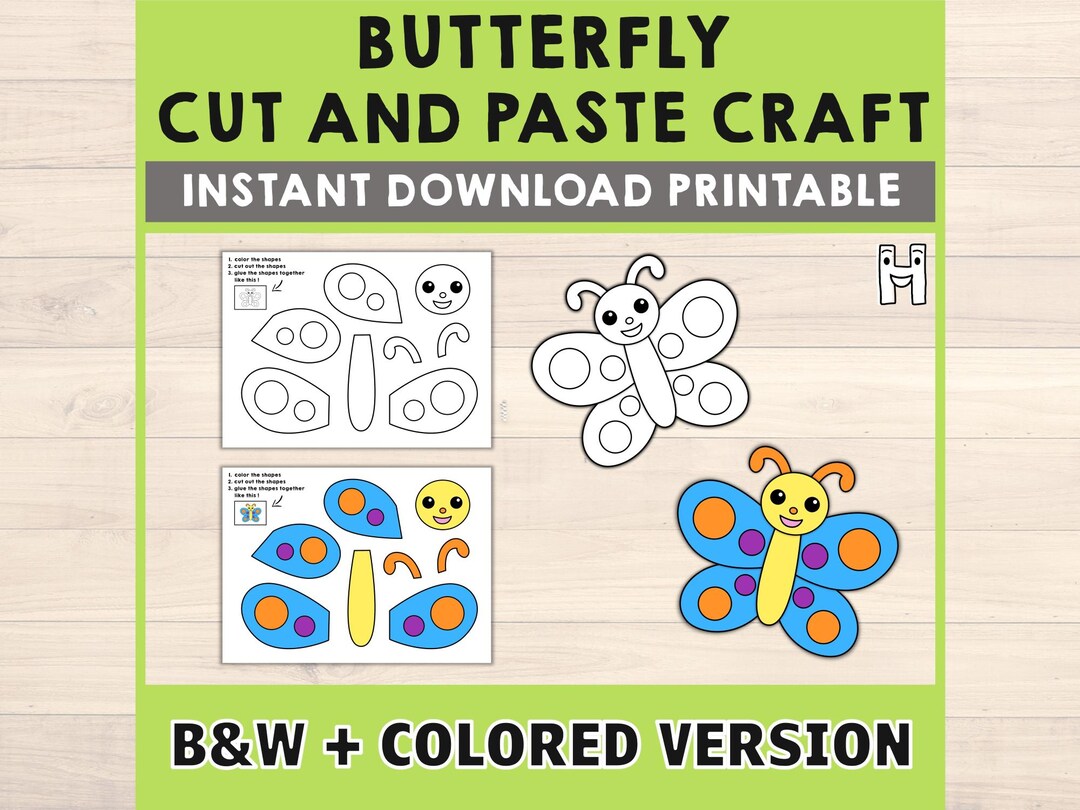 Butterfly Cut and Paste Craft Printable Spring Bugs Insects Animal ...