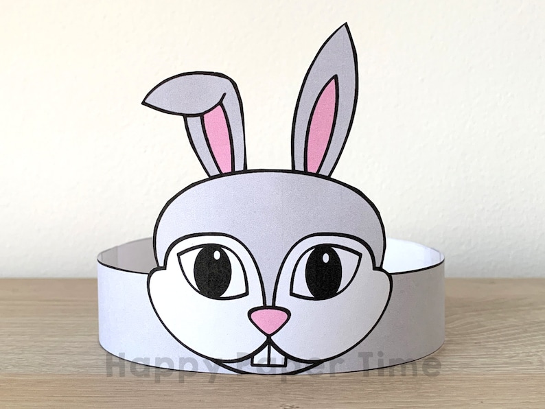 Rabbit Bunny Paper Crown Template Coloring Activity Printable - Etsy