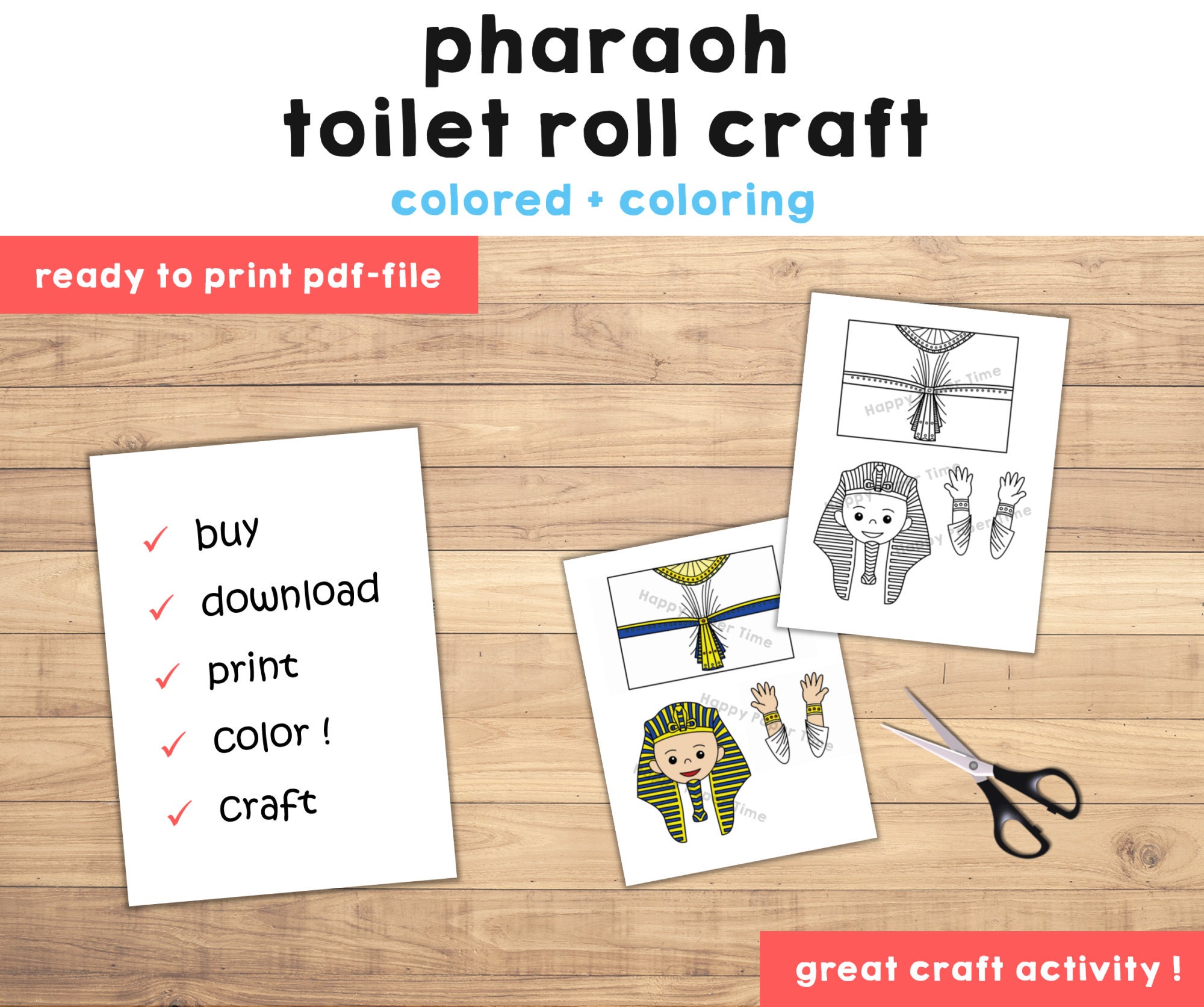 Pharaoh Toilet Paper Roll Craft Ancient Egypt Party Coloring - Etsy ...