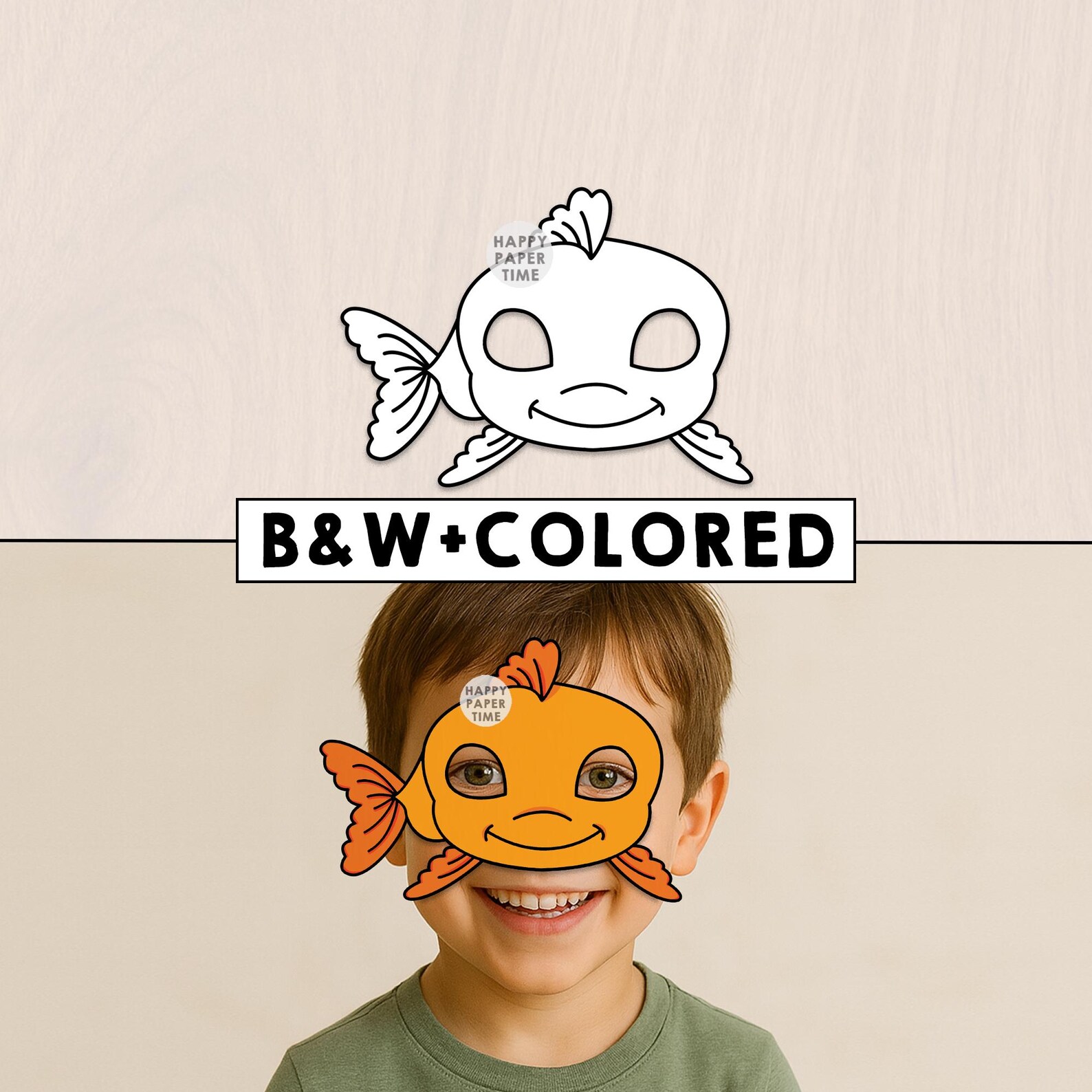 Goldfish Mask Paper Fish Pet Animal Mask Party Favor Pet Printable ...