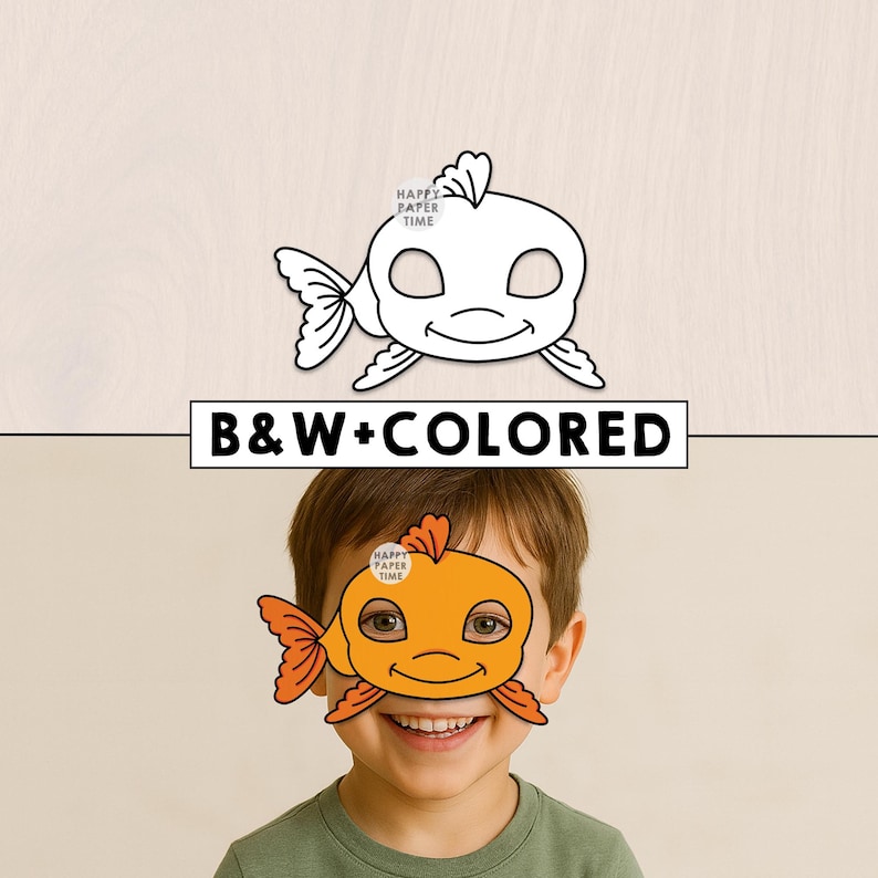 Goldfish Mask Paper Fish Pet Animal Mask Party Favor Pet Printable ...