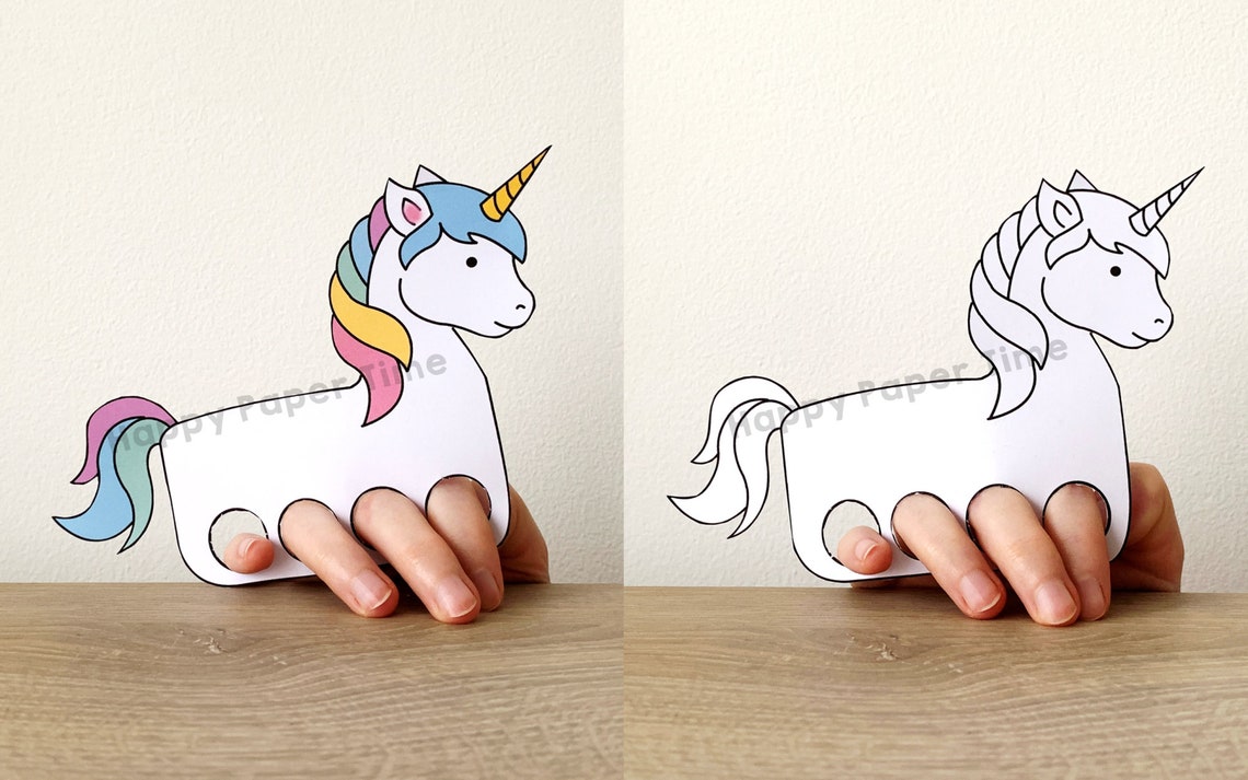 Unicorn Paper Craft Printable Finger Puppet Kids Craft Unicorn - Etsy