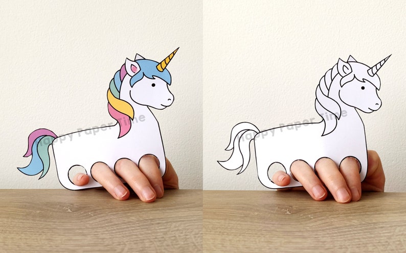 Unicorn Paper Craft Printable Finger Puppet Kids Craft Unicorn - Etsy