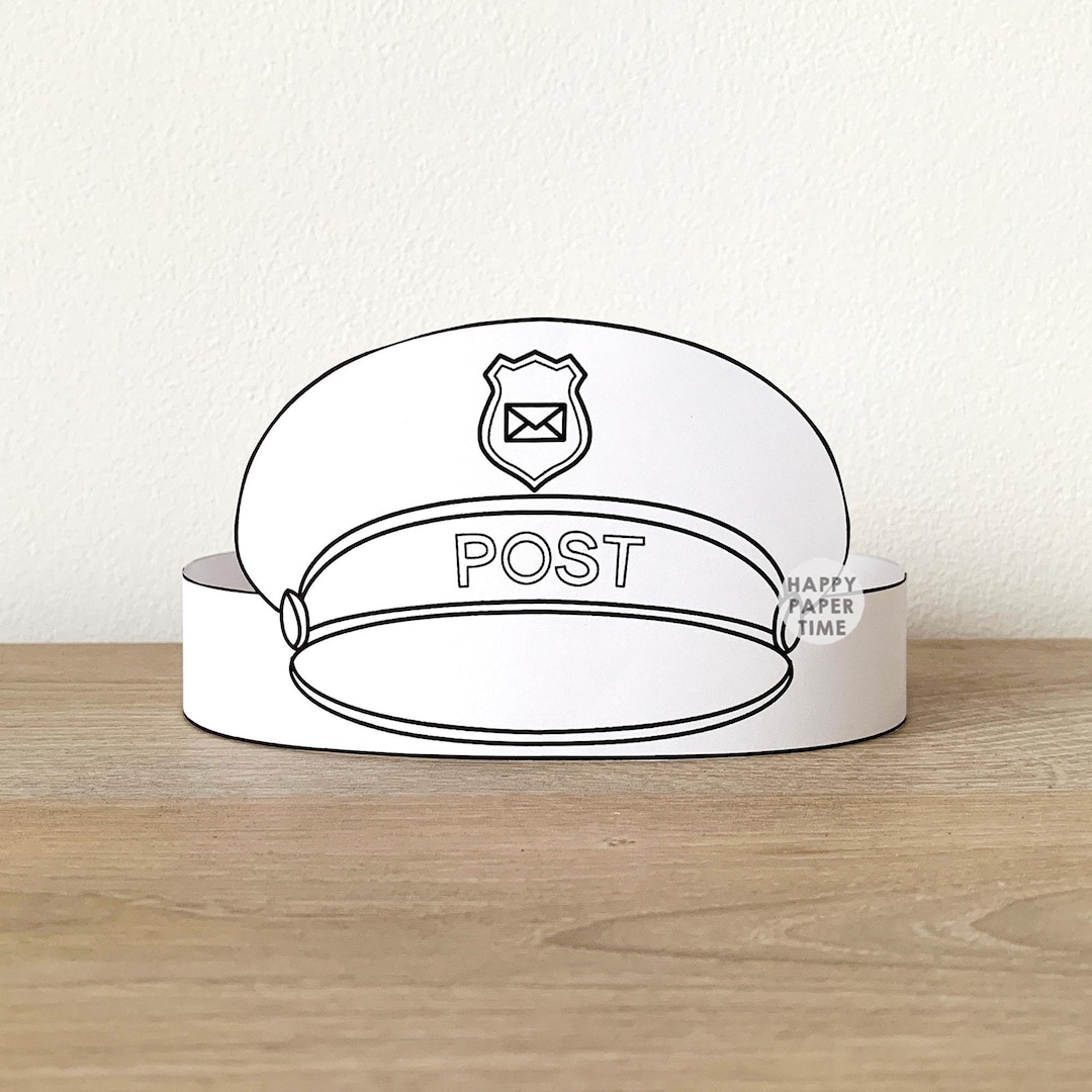 Postman Cap Hat Paper Crown Party Coloring Printable Kids Craft ...