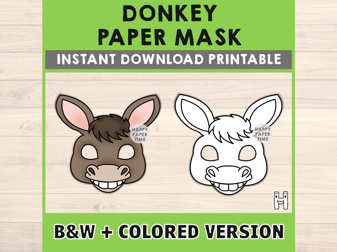 Donkey Mask Template Costume Kids Diy Farm Animal Party Fun Favor ...