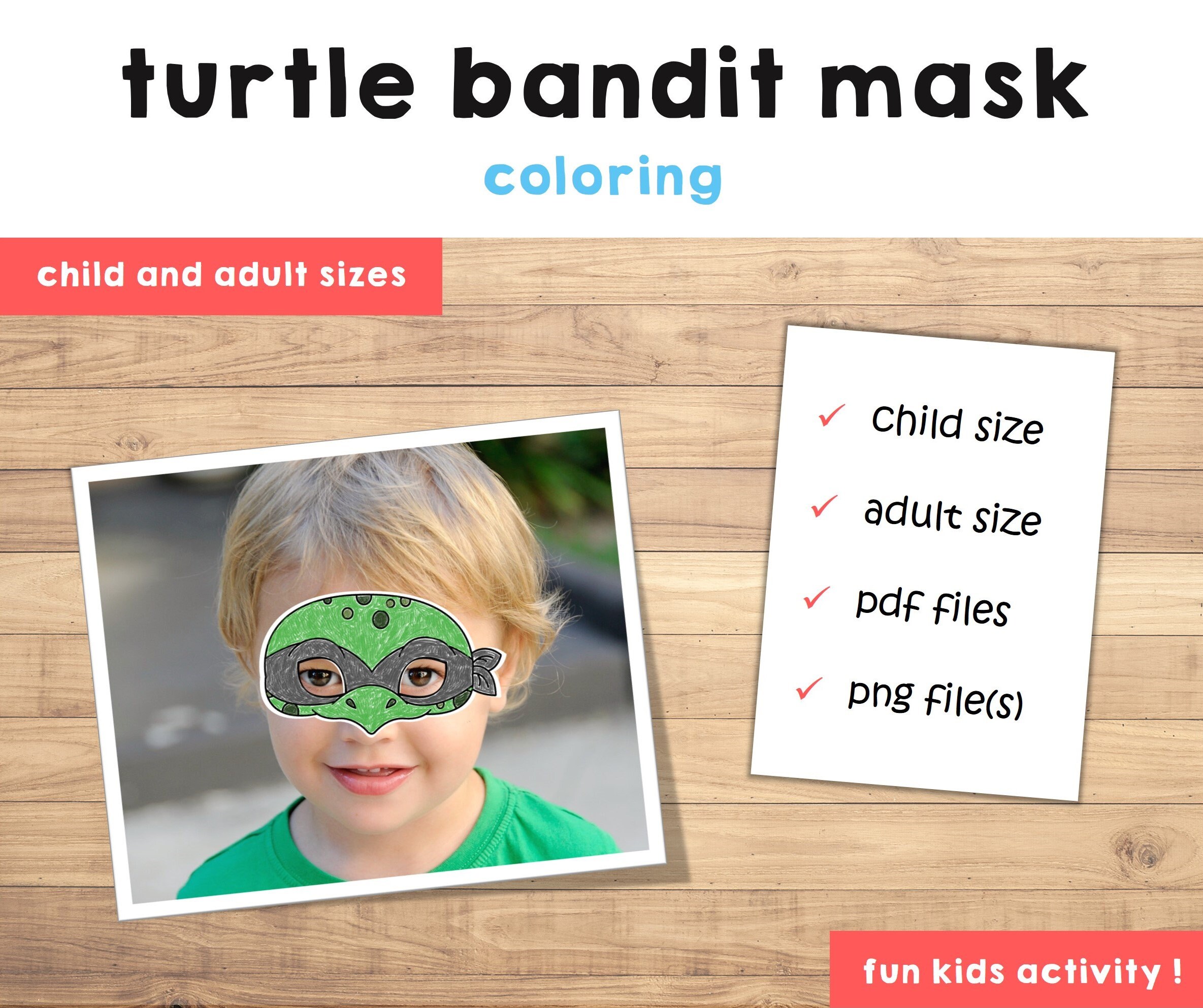Turtle Mask Turtle Printable Mask Reptile Party Favor Turtle | Etsy