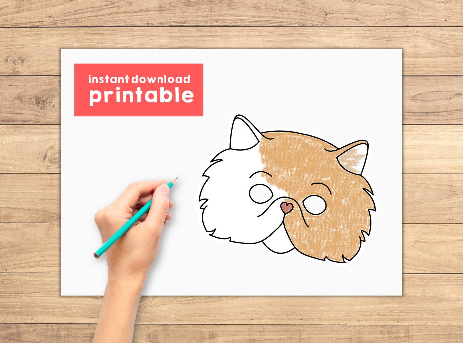 Persian Cat Mask Animal Mask Party Favor Printable Cat Kitten - Etsy