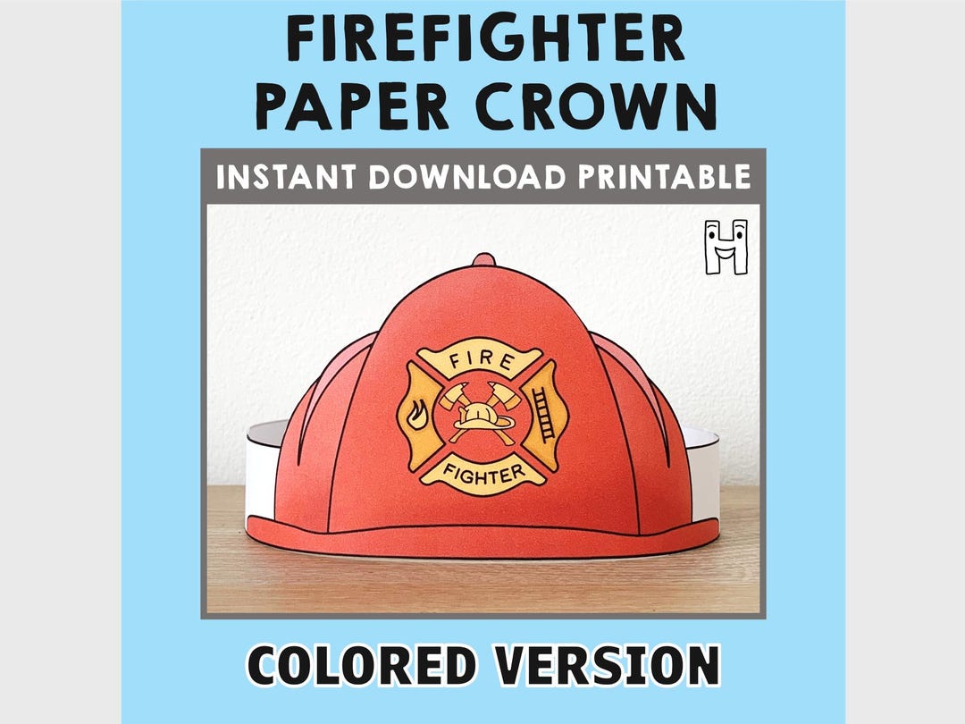 Firefighter Helmet Paper Crown Party Template Printable Kids Craft ...
