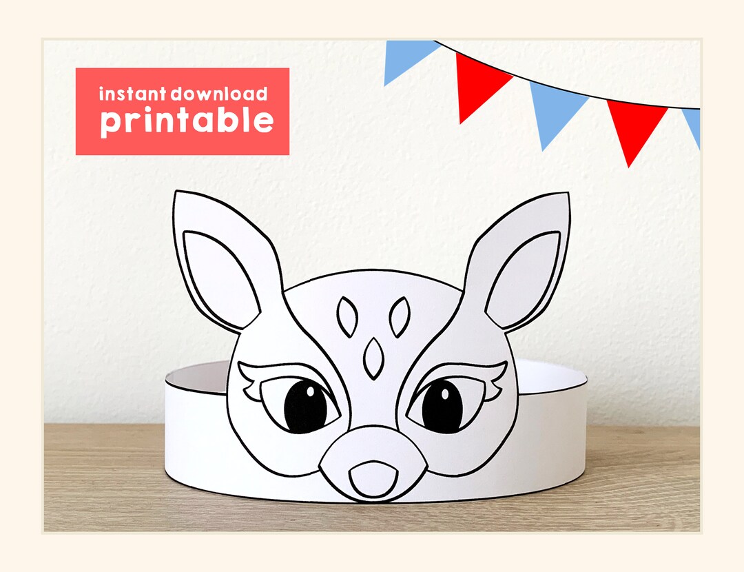 Deer Paper Crown Party Printable Kids Craft Woodland Birthday - Etsy