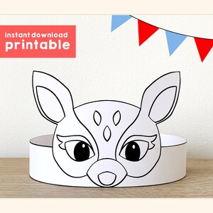 Deer Paper Crown Party Printable Kids Craft Woodland Birthday | Etsy