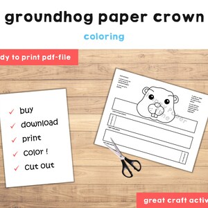 Groundhog Day Paper Crown Party Coloring Printable Kids Craft Spring ...