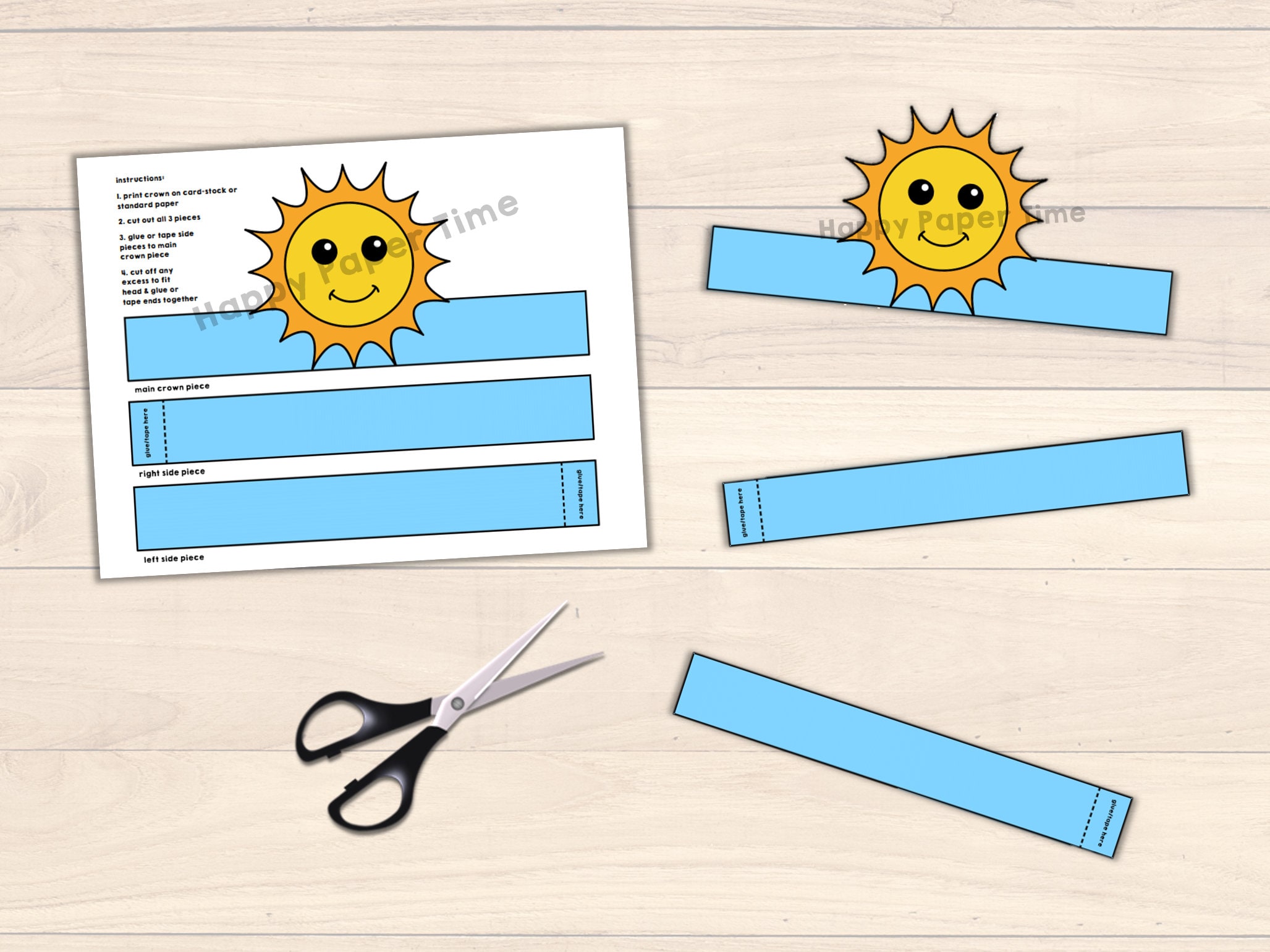 Sun Paper Crowns Astronomy Summer Spring Printable Kids Craft - Etsy