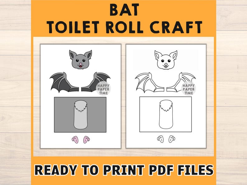 Bat Toilet Paper Roll Craft Halloween Spooky Party Coloring Printable ...