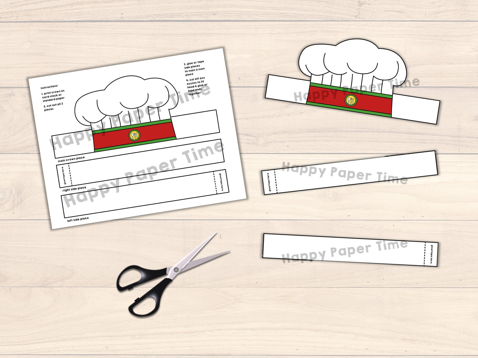 Chef Hat Cook Paper Crown Restaurant Party Printable Kids - Etsy