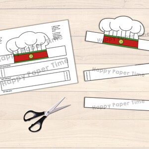 Chef Hat Cook Paper Crown Restaurant Party Printable Kids Craft ...