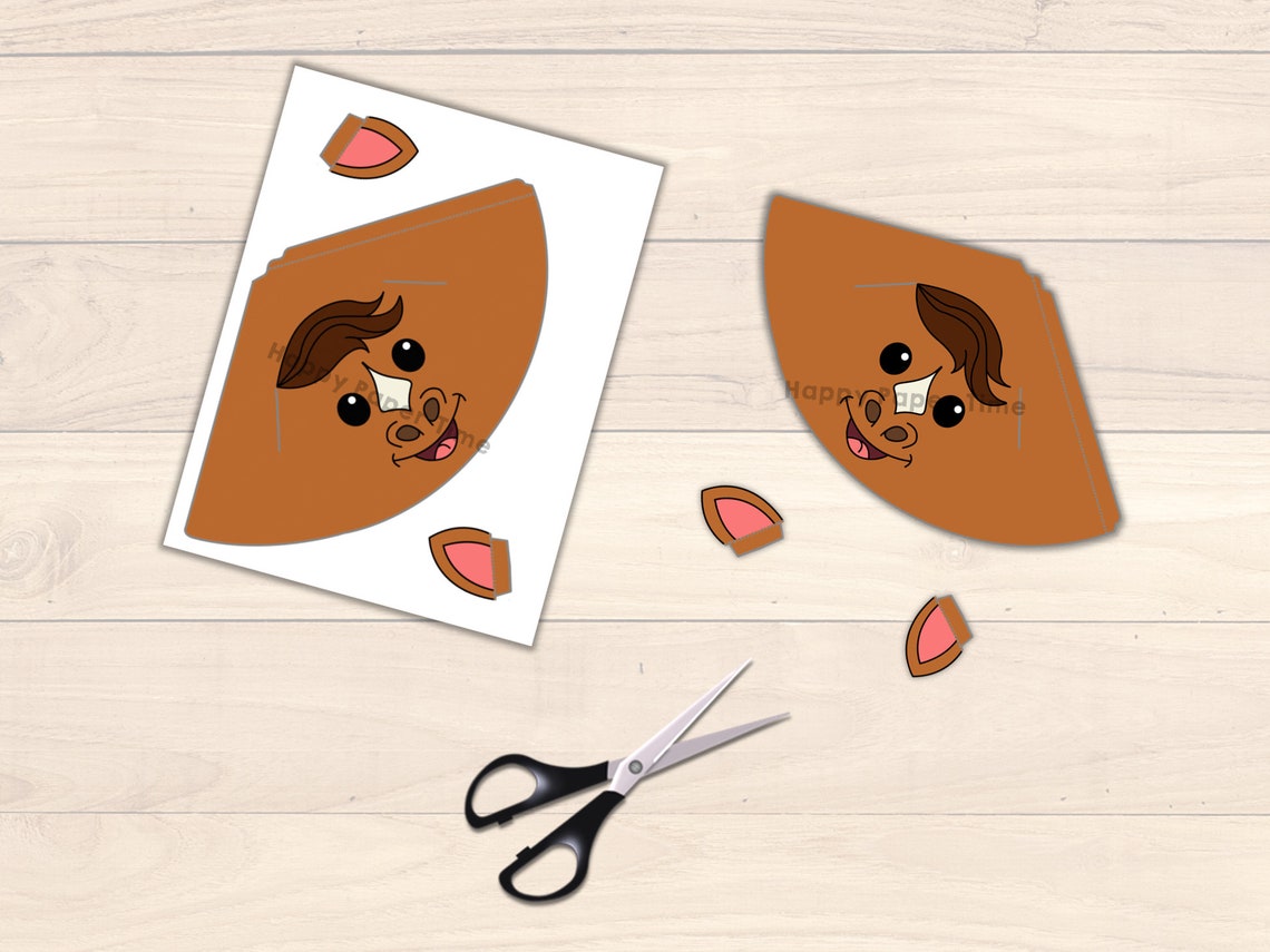 Horse party hat paper printable Template Print Farm animal | Etsy