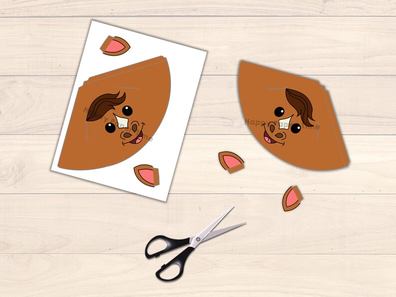 Horse party hat paper printable Template Print Farm animal | Etsy