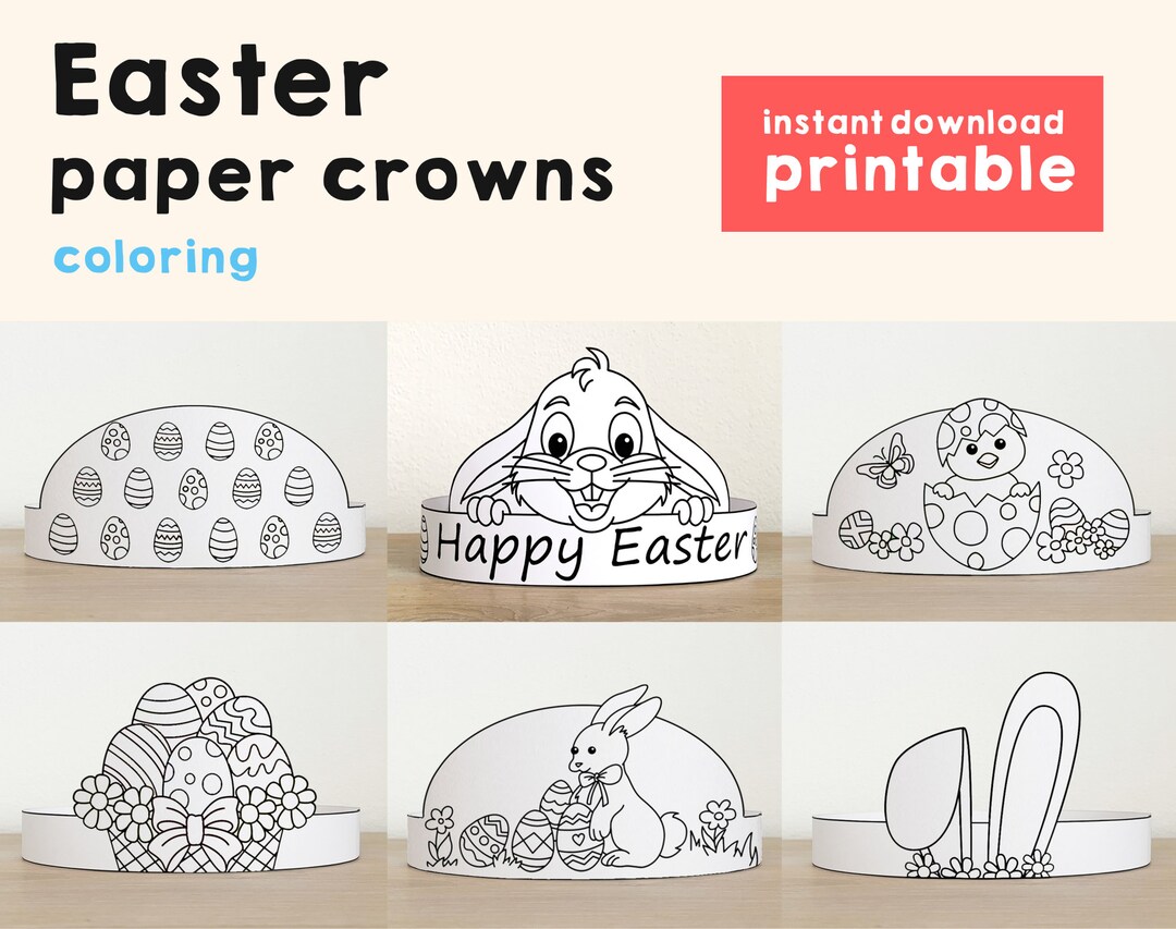 Easter Paper Crown Coloring Headband Easter Spring Cut Out - Etsy
