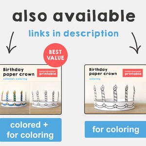 Birthday Paper Crown Party Activity Printable Kids Easy Craft Cake ...
