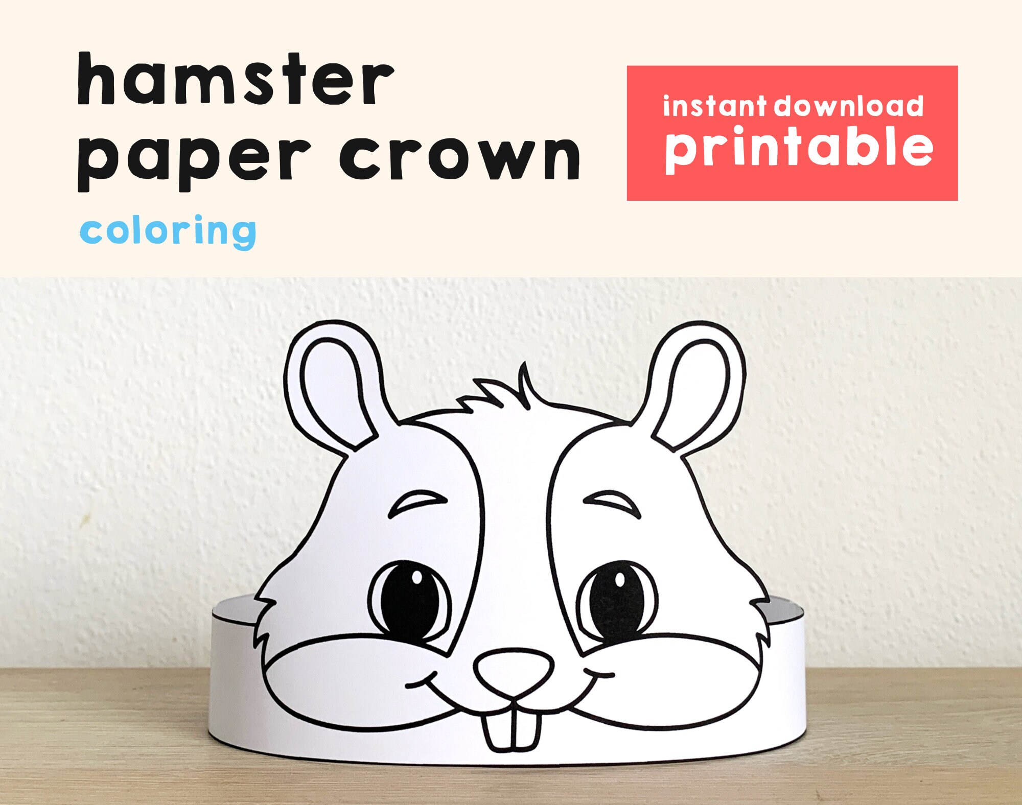 Hamster Paper Crown Headband Pet Animal Printable Kids Craft - Etsy