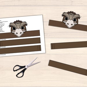 Emu Paper Crown Party Coloring Printable Kids Craft Australia Safari ...