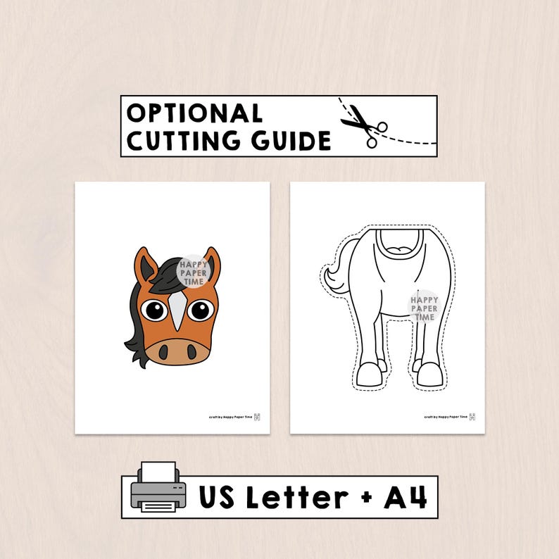 Horse Paper Bag Puppet Pony Printable Farm Animal Craft Activity Cut ...