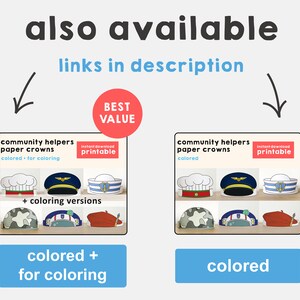 Community Helpers Paper Crowns Astronaut Pilot Chef Sailor Soldier ...