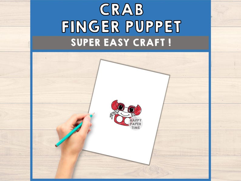 Crab Paper Craft Printable Ocean Animal Finger Puppet Kids Craft ...