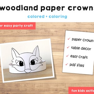 Woodland Animals Paper Crowns Activity Printable Kids Craft Woodland ...