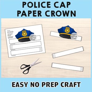 Police Cap Hat Paper Crown Party Pretend Play Printable Kids Craft ...