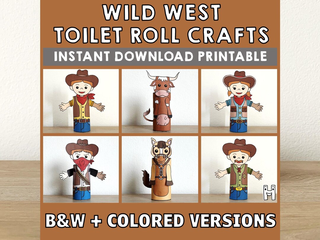 Wild West Toilet Paper Roll Craft Activity Cowboy Party Coloring ...