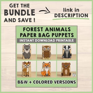 Deer Paper Bag Puppet Printable Forest Animal Craft Activity Cut Paste ...