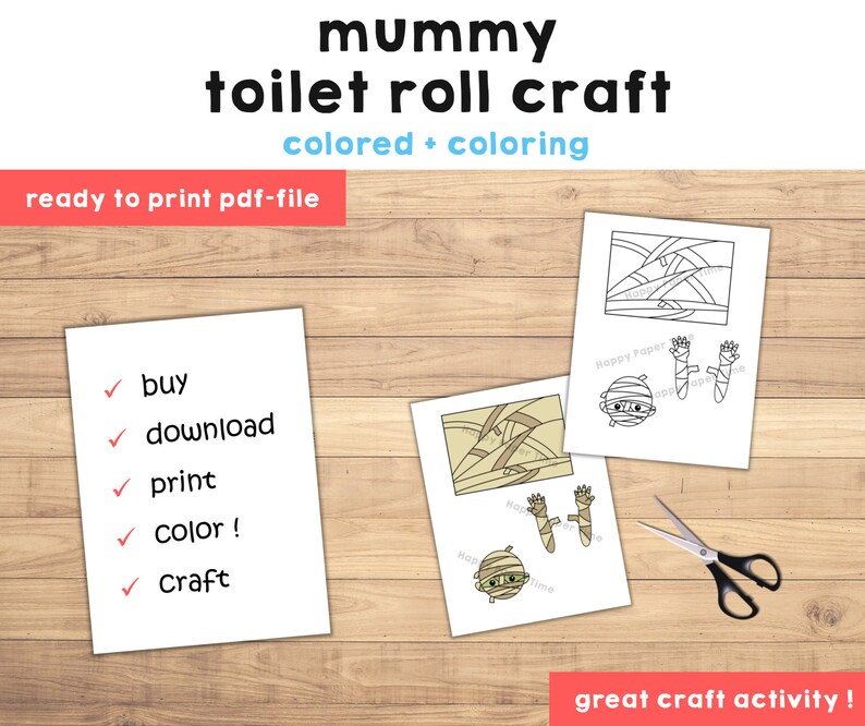Mummy Toilet Paper Roll Craft Ancient Egypt Party Coloring - Etsy
