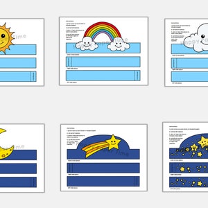 Astronomy Paper Crowns Sun Rainbow Moon Cloud Shooting Stars Printable ...