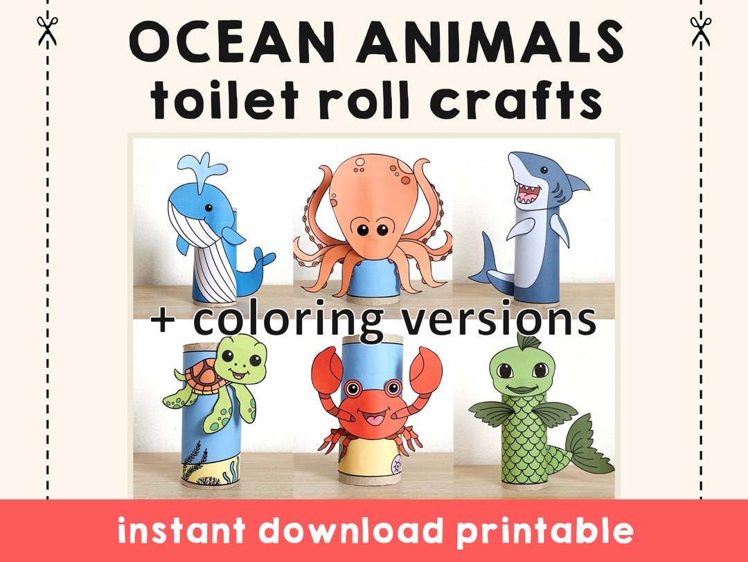 Ocean Animals Toilet Paper Roll Craft Wild Party Coloring Printable ...