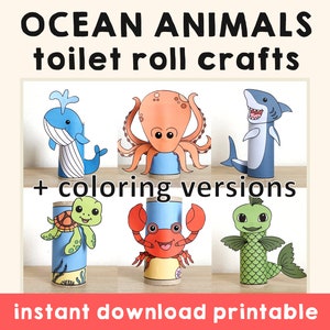 Ocean Animals Toilet Paper Roll Craft Wild Party Coloring Printable ...