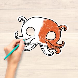 Octopus Mask Template Costume Kids Diy Ocean Sea Animal Party Fun Favor ...