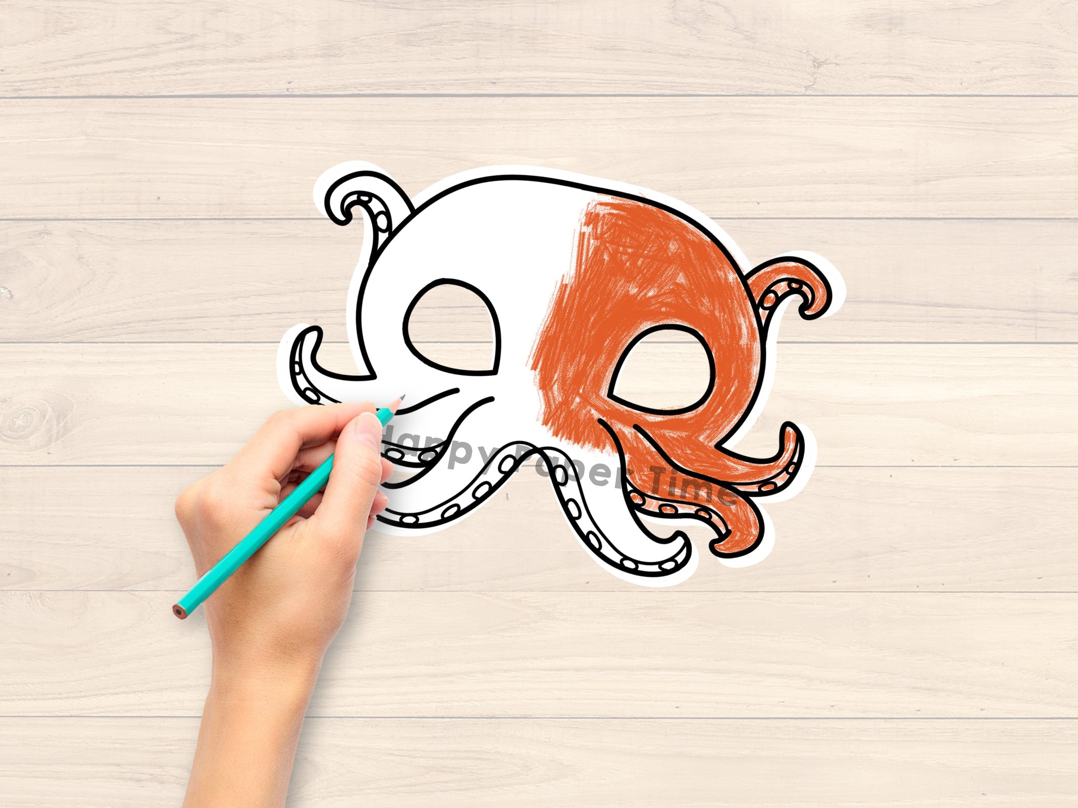 Octopus mask template costume kids diy ocean sea animal party | Etsy